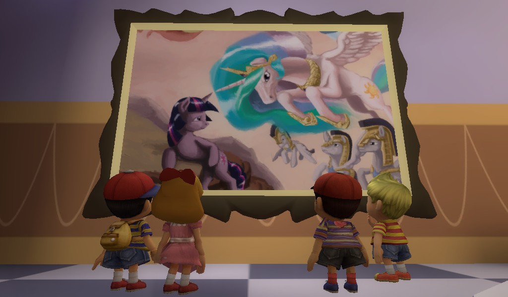 #401183 - safe, princess celestia, twilight sparkle, 3d, earthbound ...