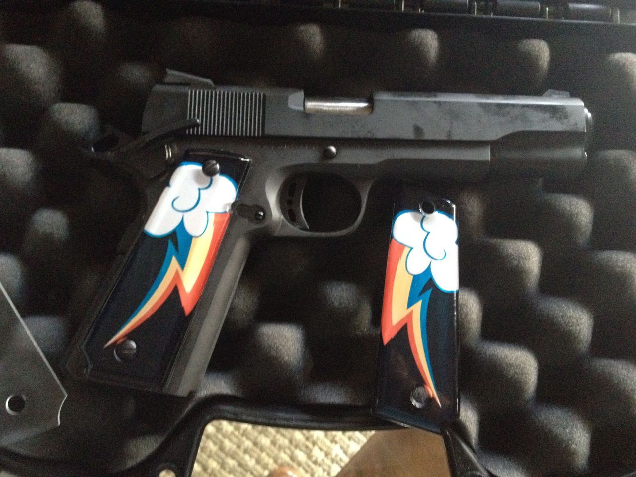 #401308 - safe, rainbow dash, customized toy, cutie mark, gun, gunified ...