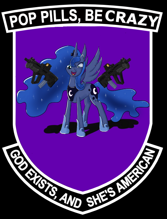 #406631 - safe, artist:ulfhunden, princess luna, gun, insanity, lunatic ...