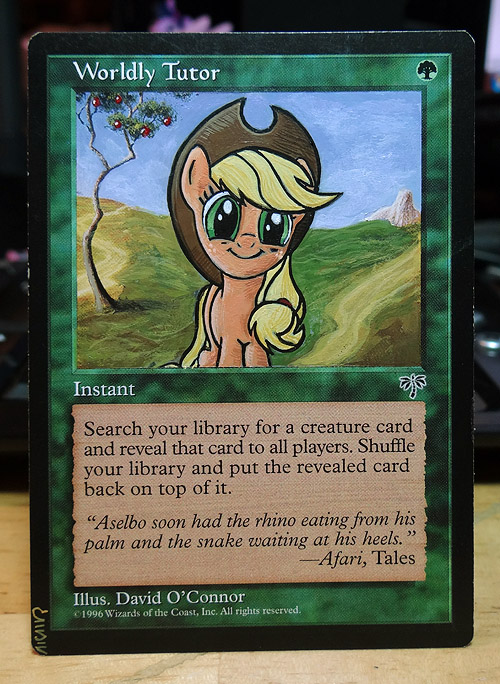 #406806 - safe, artist:ninthsphere, applejack, g4, card, magic the ...