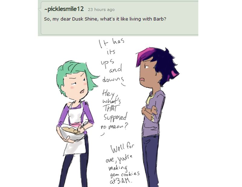 #407531 - safe, artist:demdoodles, spike, twilight sparkle, ask, baking ...