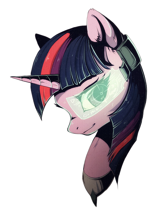 #409005 - safe, artist:hioshiru, twilight sparkle, g4, bust, cyberpunk ...