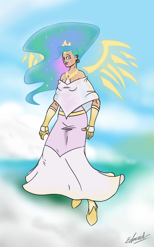 #410026 - safe, artist:edvedd, princess celestia, human, female ...