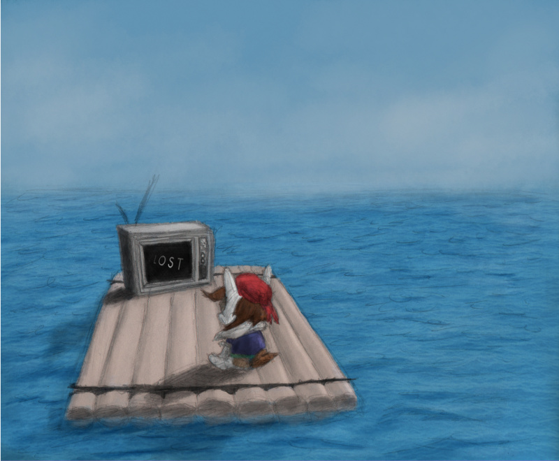 #414469 - safe, artist:hewison, pipsqueak, lost, male, ocean, raft ...