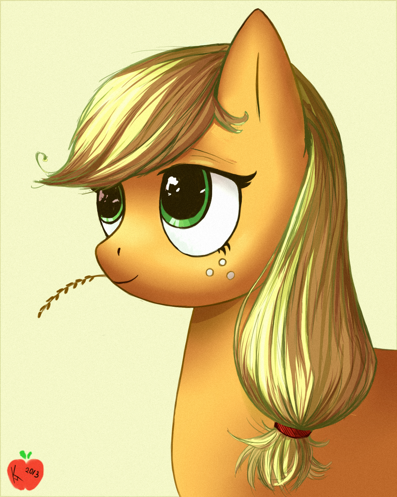 #415595 - safe, artist:denshi-lie, applejack, g4, apple, female, food ...