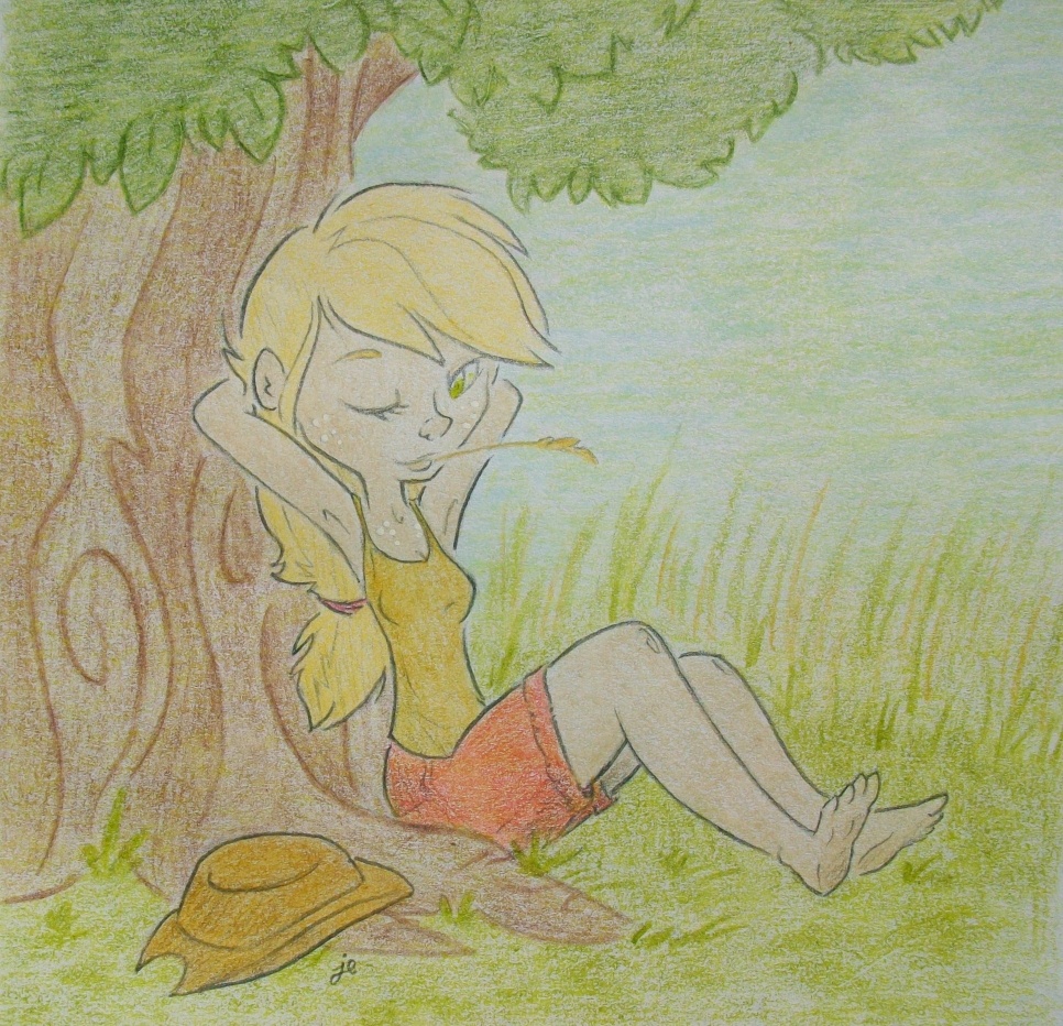 #391081 - safe, artist:swiftcutter, applejack, human, barefoot, clothes ...