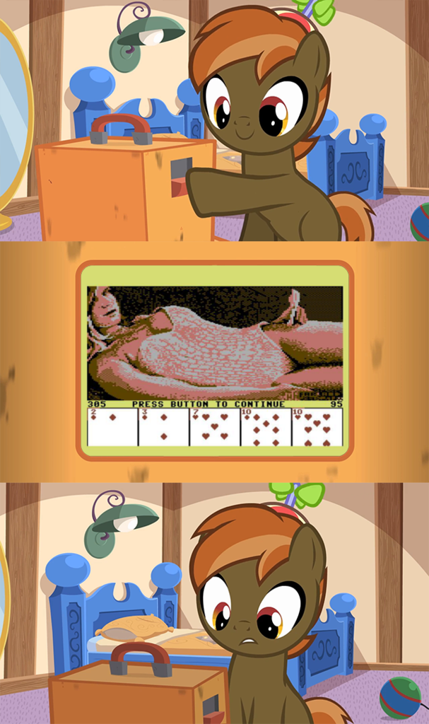 #391456 - suggestive, artist:jan, edit, button mash, earth pony, human ...