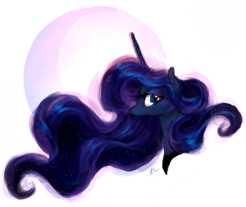 #392417 - safe, artist:deepfriedrainbows, princess luna, bust, female ...