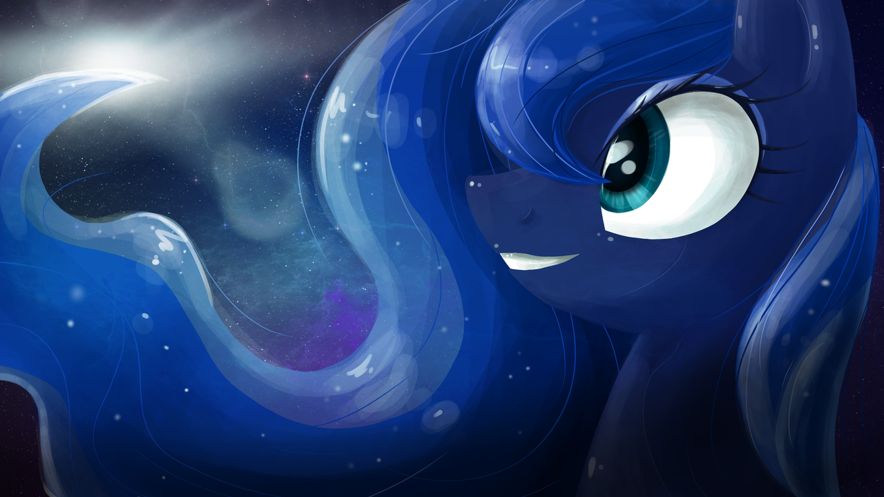 #394526 - safe, artist:uglytree, princess luna, bust, female, smiling ...