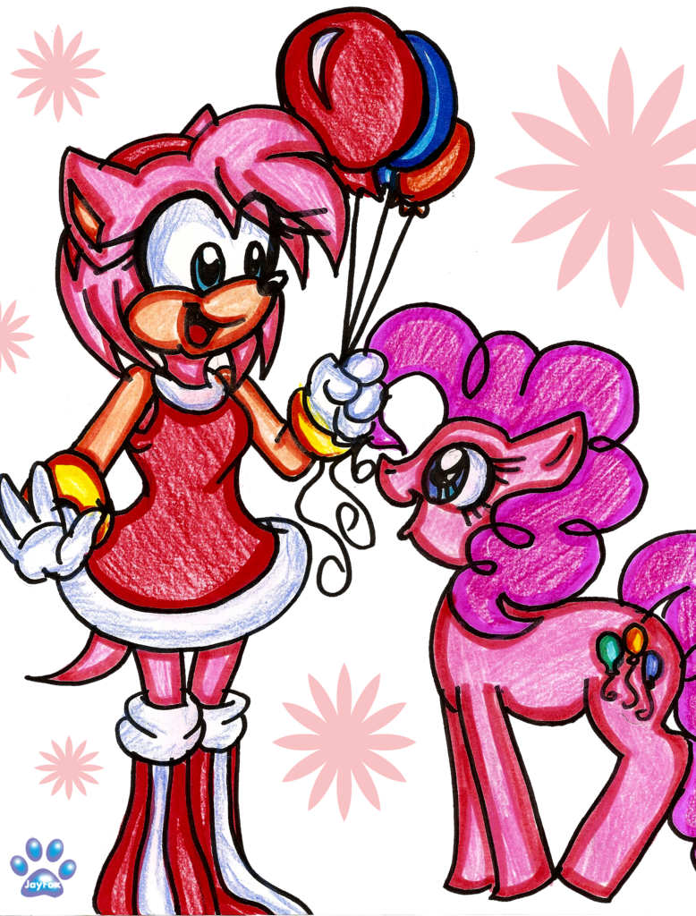 #394784 - safe, artist:jayfoxfire, pinkie pie, g4, amy rose, crossover ...