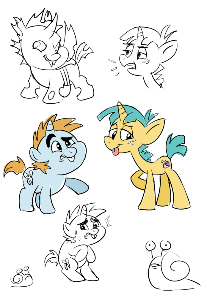 #395402 - safe, artist:disfiguredstick, snails, snips, changeling, pony ...