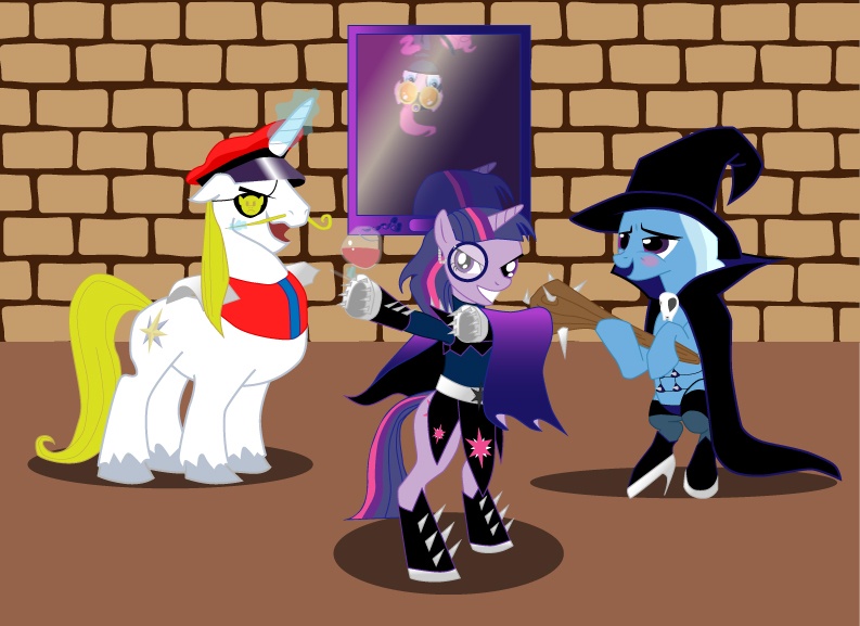 #416382 - safe, artist:bico-kun, pinkie pie, prince blueblood, trixie ...