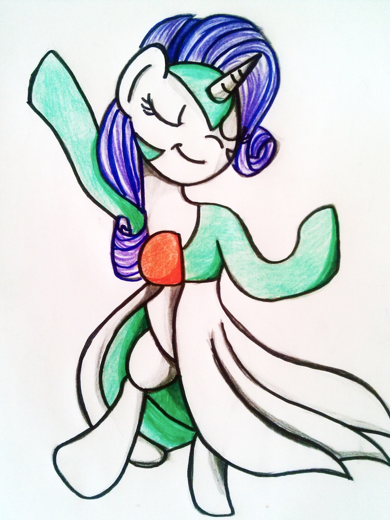 #424745 - safe, artist:xwhitedreamsx, rarity, gardevoir, g4, crossover ...