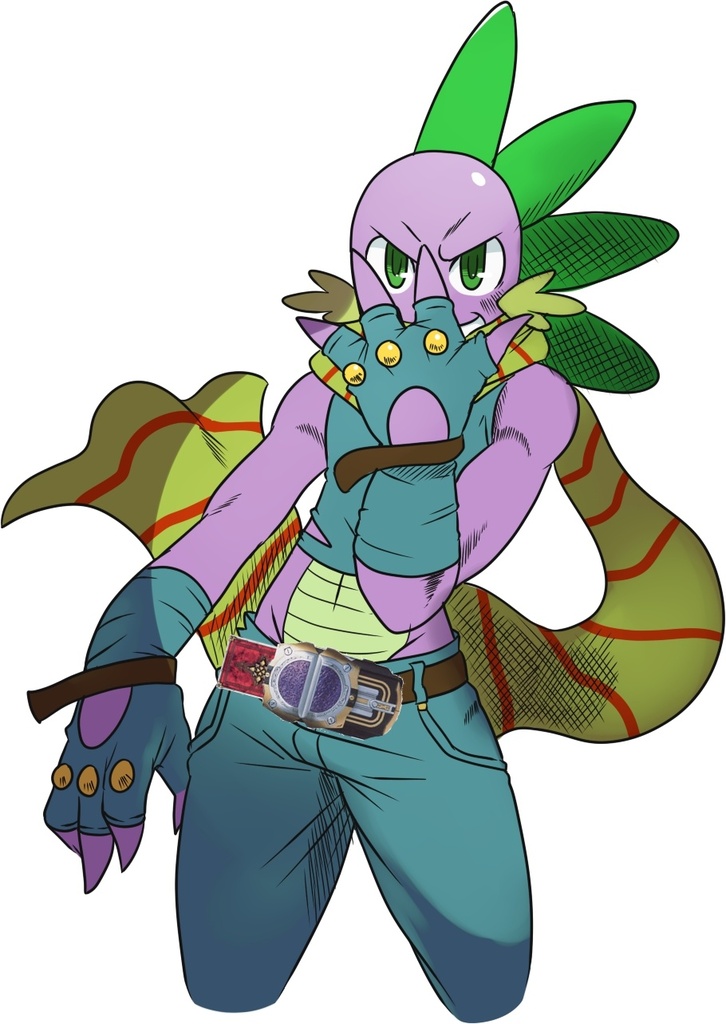 #425166 - safe, artist:ss2sonic, edit, spike, anthro, clothes, jojo ...