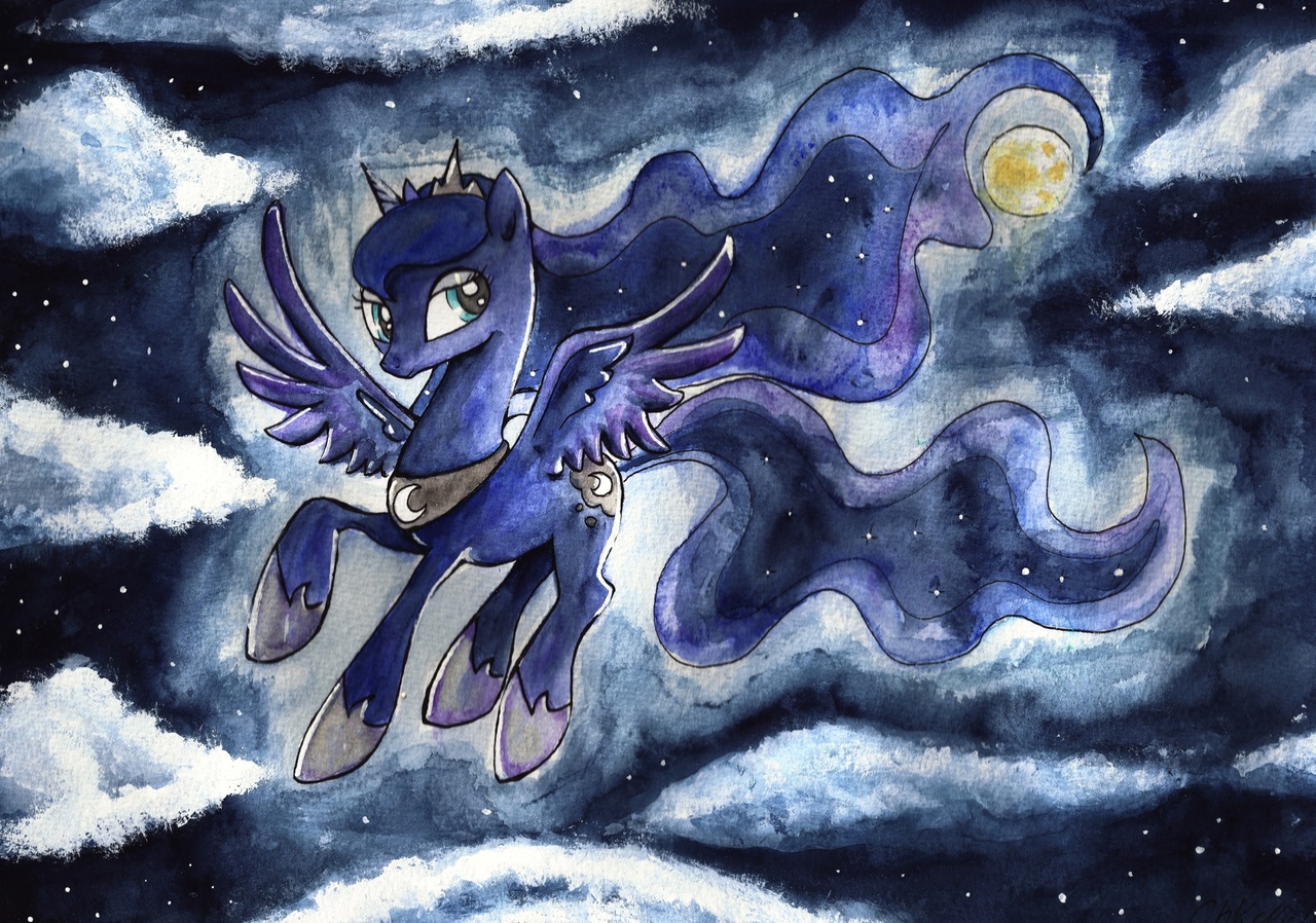 #426321 - safe, artist:nightrosi, princess luna, cloud, cloudy, female ...