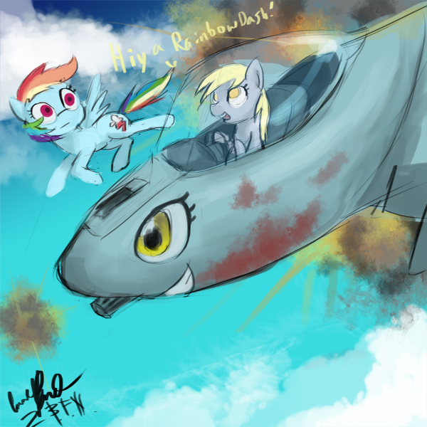 #429546 - safe, artist:the-bigfriendlyninja, derpy hooves, rainbow dash ...