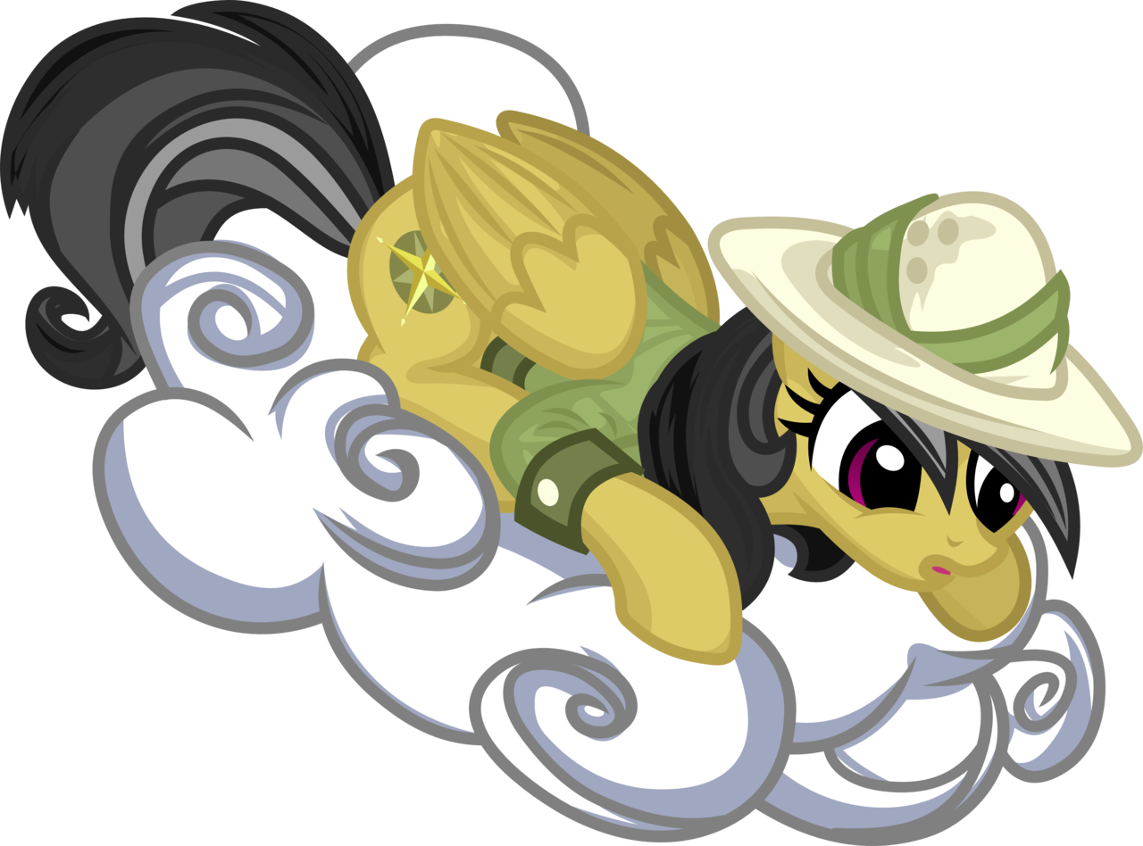#430247 - safe, artist:gray-gold, daring do, cloud, female, hat, simple ...