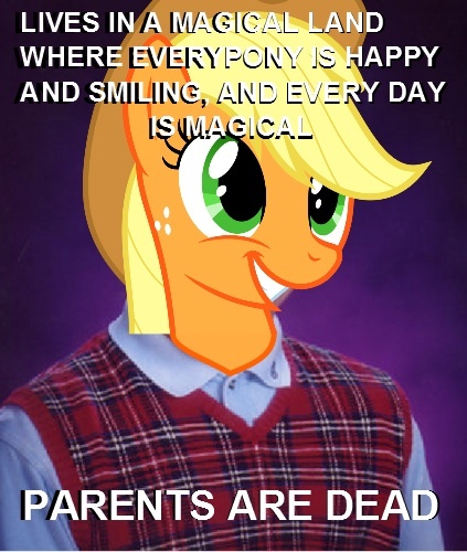 #430579 - safe, applejack, g4, bad luck applejack, bad luck brian ...