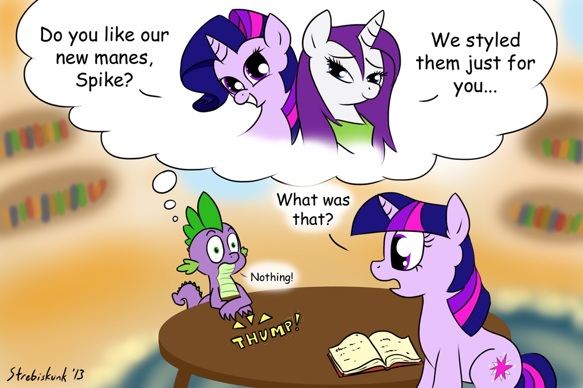 #433413 - suggestive, artist:strebiskunk, rarity, spike, twilight ...