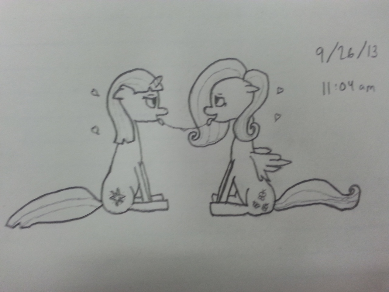 #435522 - questionable, fluttershy, twilight sparkle, doodle, drool, drool string, female ...