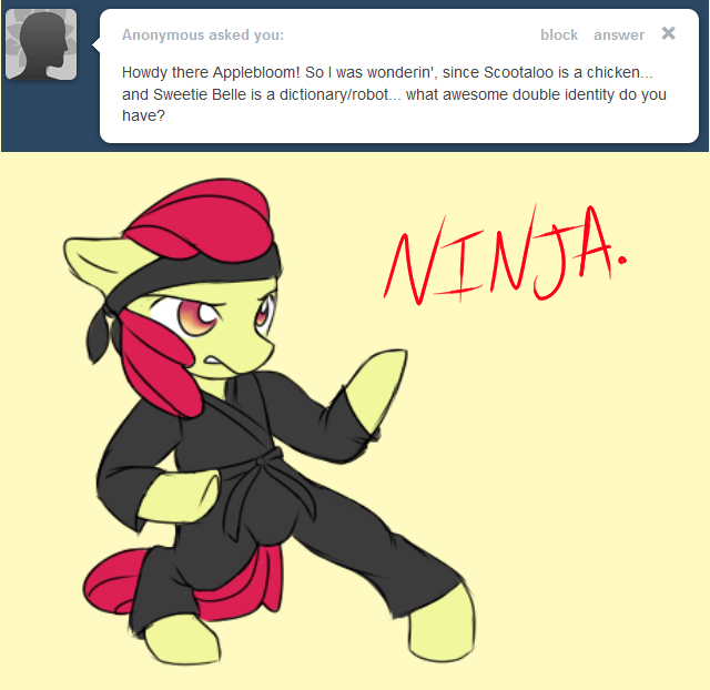 #437881 - safe, artist:nessia, apple bloom, pony, g4, ask, bipedal ...