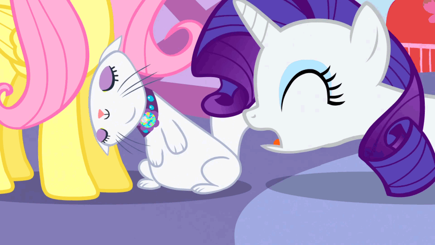 #418033 - safe, screencap, fluttershy, opalescence, rarity, g4, stare ...