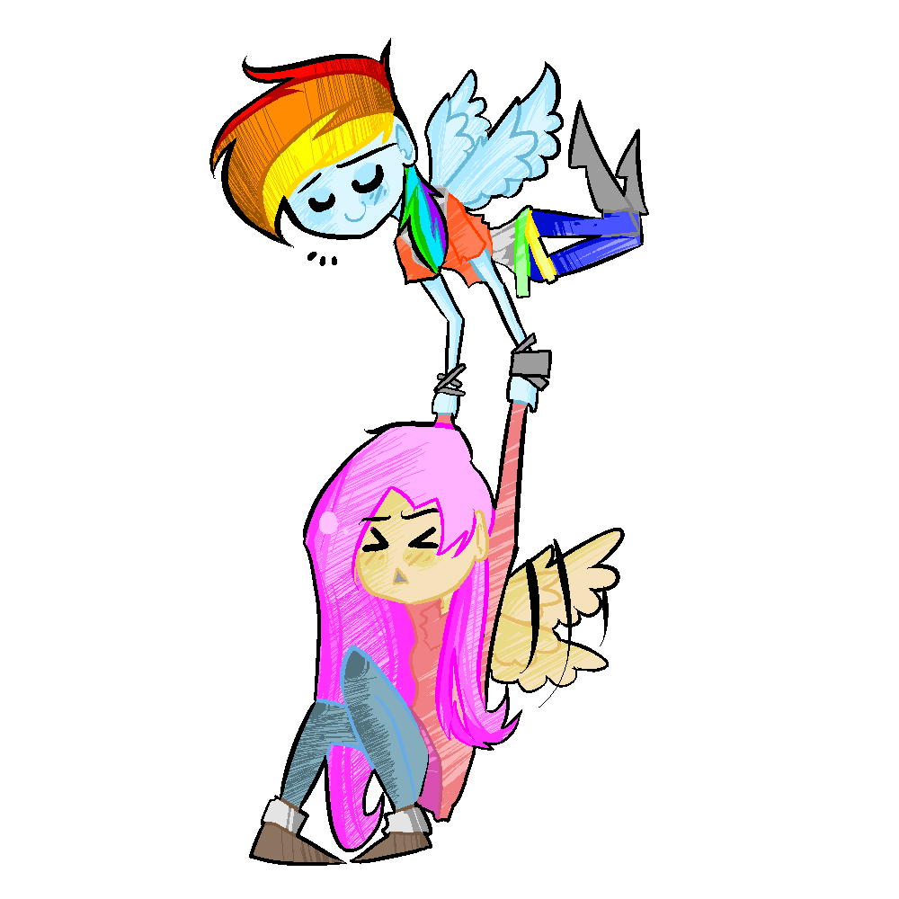#438346 - safe, artist:karler, fluttershy, rainbow dash, human ...