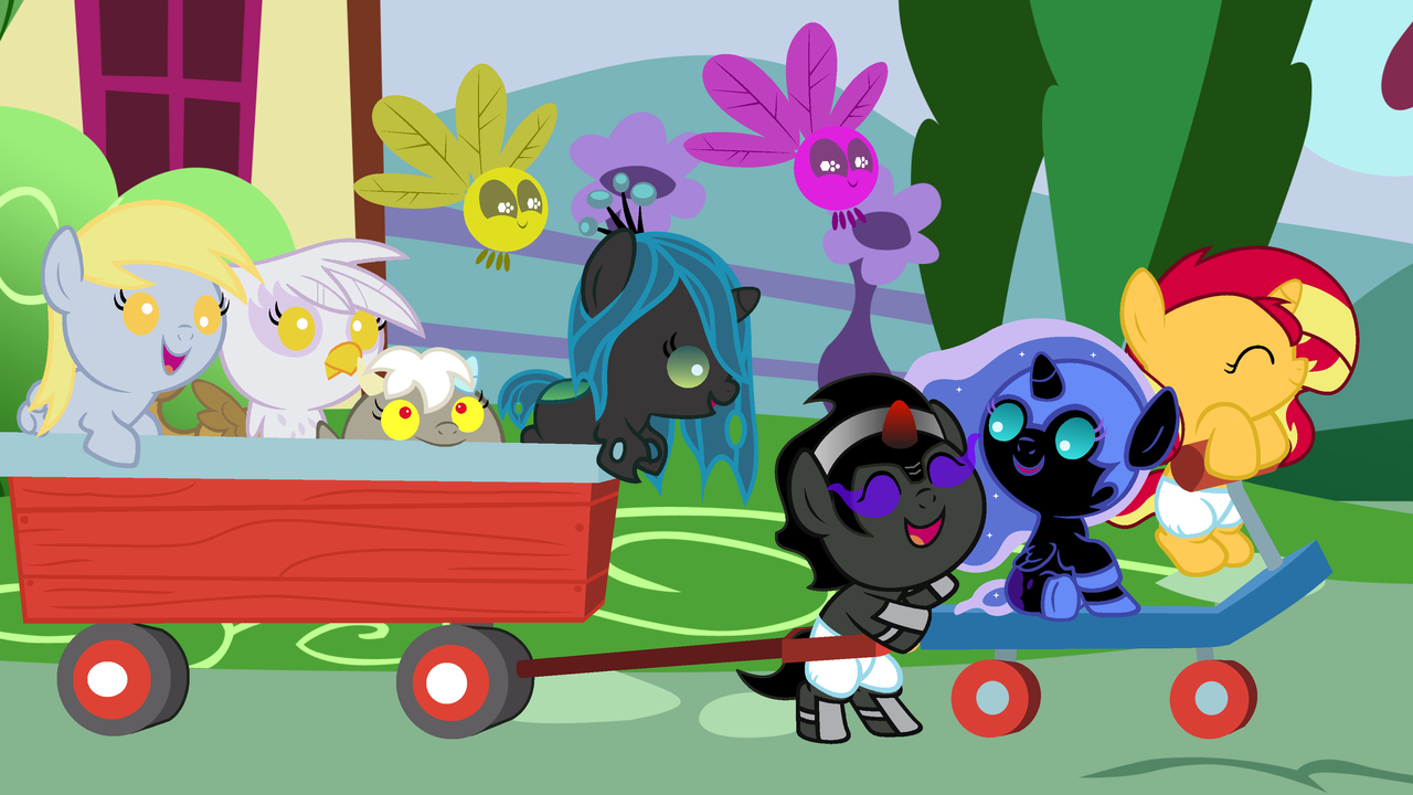 #418833 - safe, artist:beavernator, derpy hooves, discord, gilda, king ...