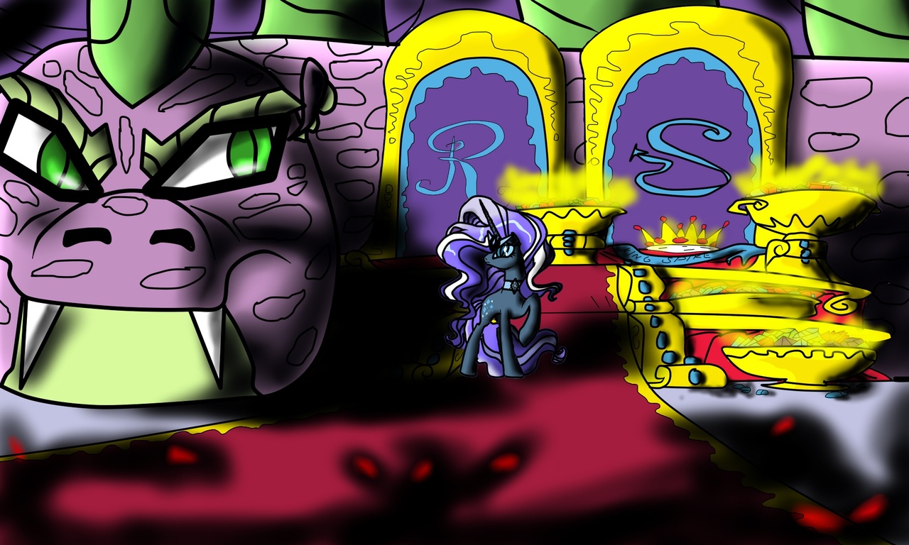 #419324 - safe, artist:chbogega, nightmare rarity, spike, female, male ...