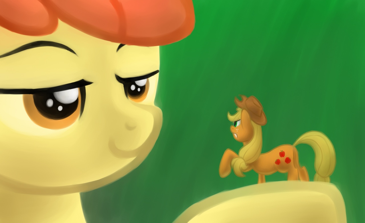 #420745 - safe, artist:verulence, apple bloom, applejack, earth pony ...