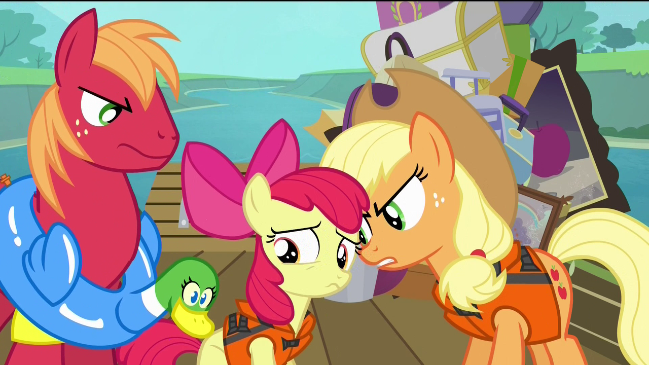 #521626 - safe, edit, screencap, apple bloom, applejack, big macintosh, earth pony, pony, pinkie ...