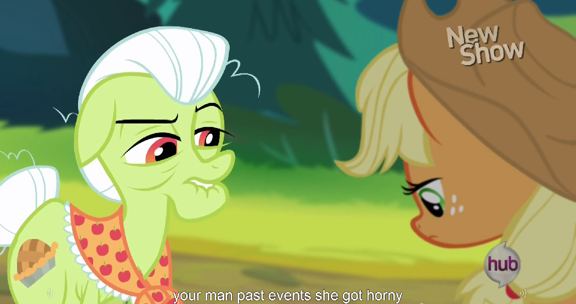 #521649 - safe, screencap, applejack, granny smith, g4, pinkie apple ...