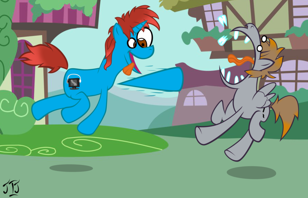 #525965 - safe, artist:mlp-obsidian, ponified, ponyville, rayman ...