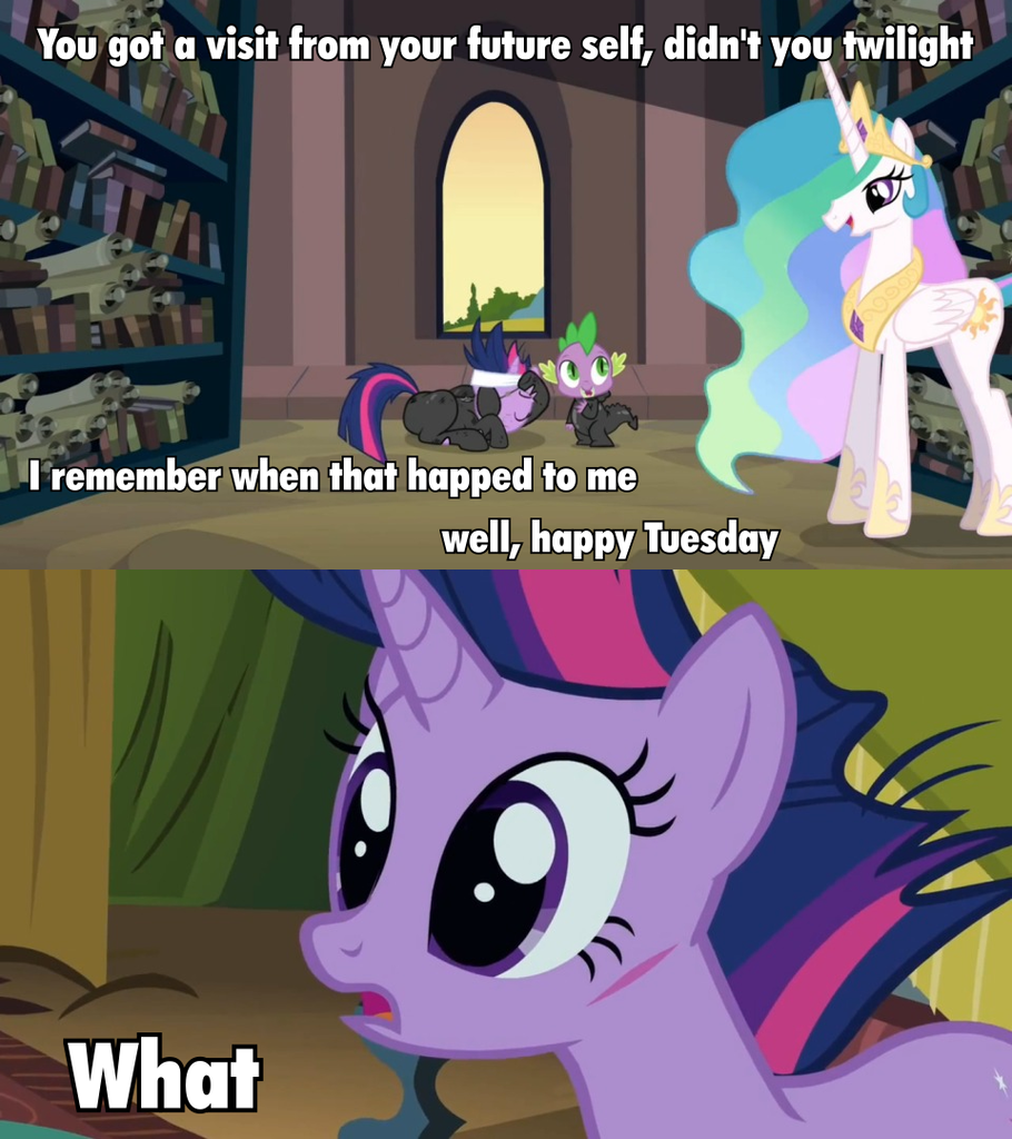 #526324 - safe, princess celestia, spike, twilight sparkle, double macro, image macro - Derpibooru