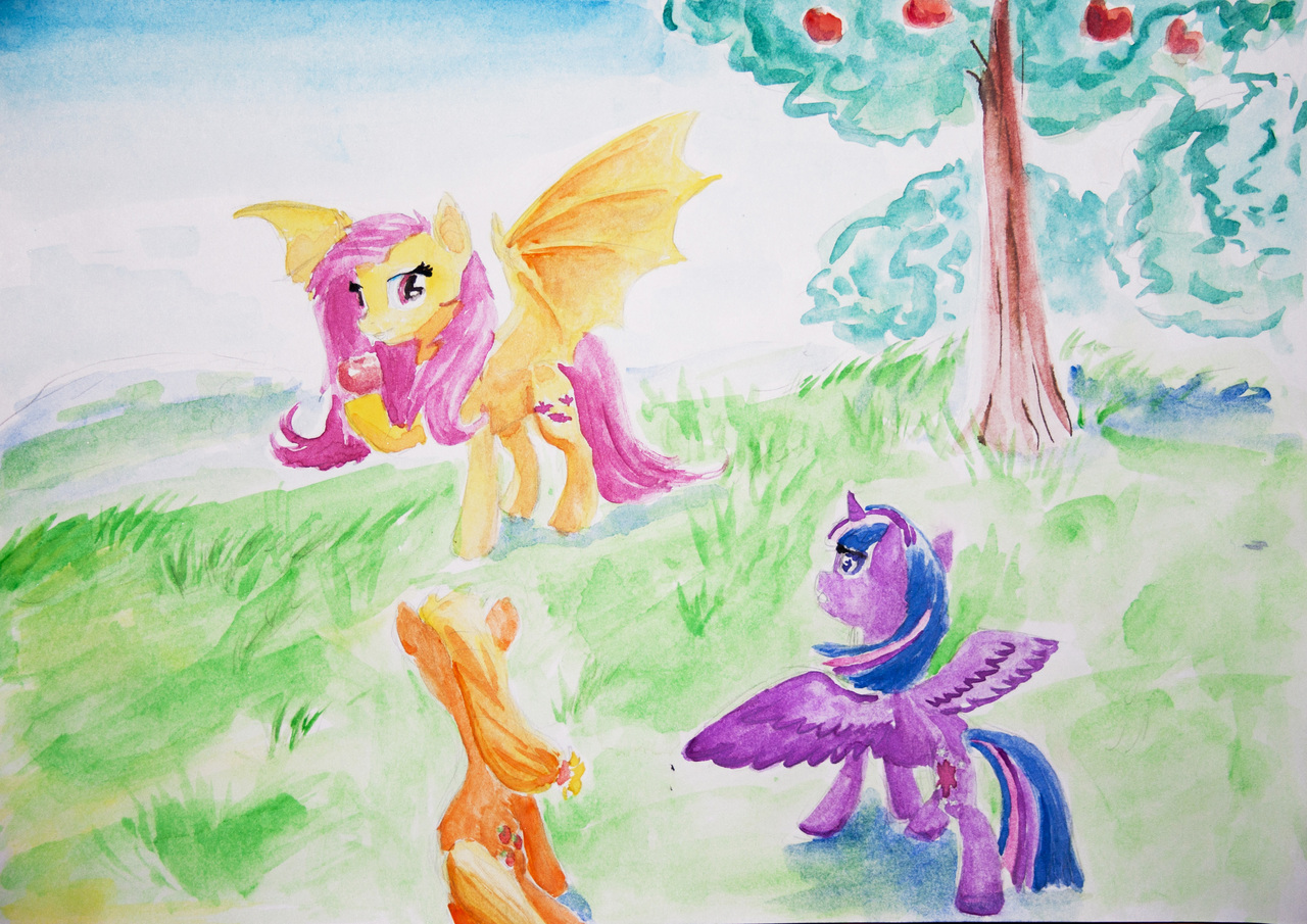 #513266 - safe, artist:roadsleadme, applejack, fluttershy, twilight ...
