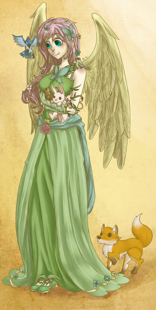 #529600 - safe, artist:jesscookie, fluttershy, bird, blue jay ...