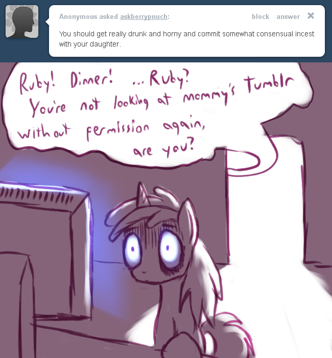 #529665 - suggestive, artist:swaetshrit, ruby pinch, pony, unicorn, ask ...