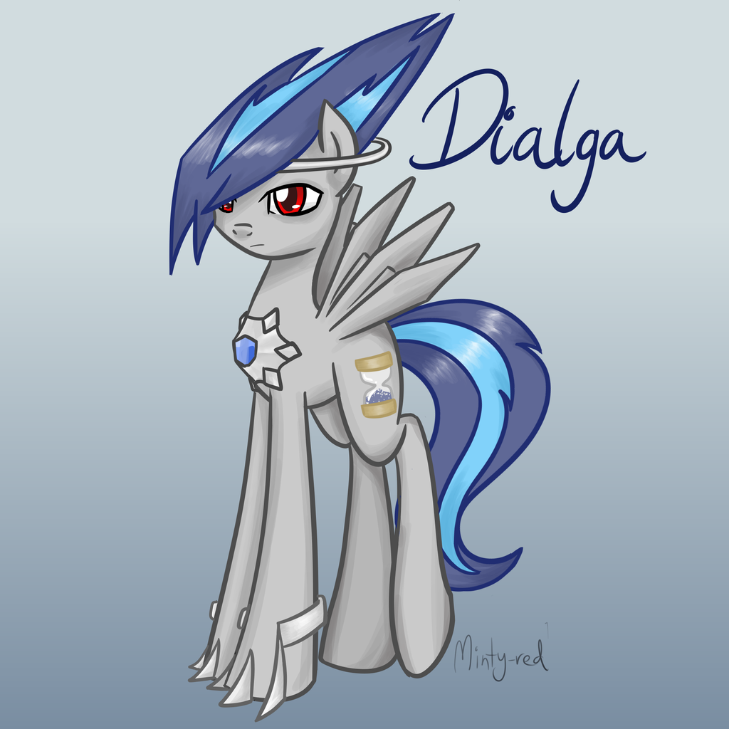 #531279 - safe, artist:minty-red, dialga, pokémon, ponified, solo ...