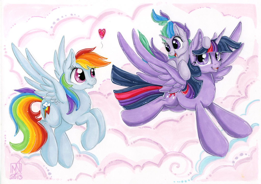 #532331 - safe, artist:kattvalk, rainbow dash, twilight sparkle, oc ...