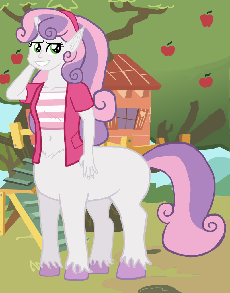 #534708 - safe, artist:oneovertwo, sweetie belle, centaur, ponytaur ...