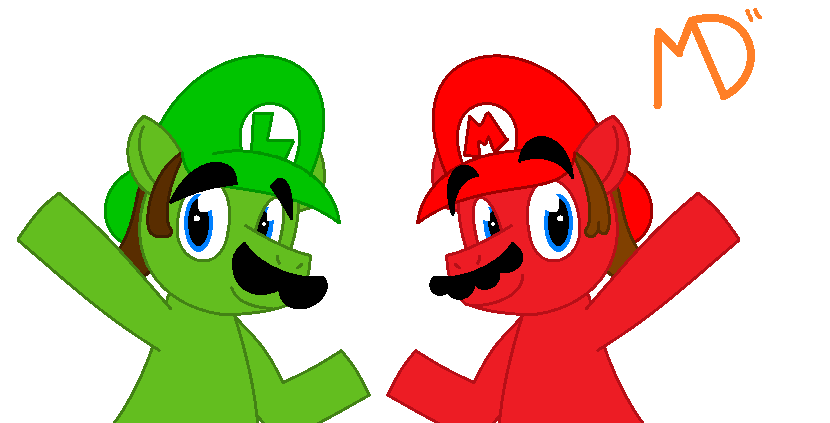 #536452 - safe, artist:maridrawer, earth pony, pony, luigi, male, mario ...
