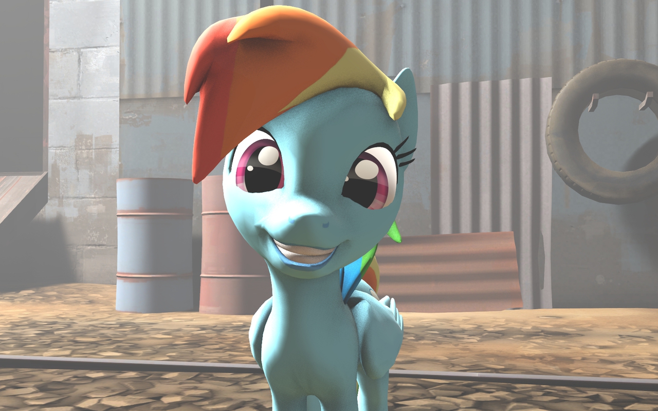 #536797 - safe, artist:d4rkm4nolo, rainbow dash, 3d, female, gmod, grin ...