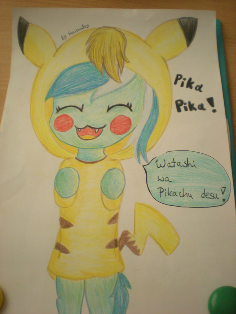 #740950 - safe, artist:pinkespeon, lyra heartstrings, pikachu, pony, :3 ...