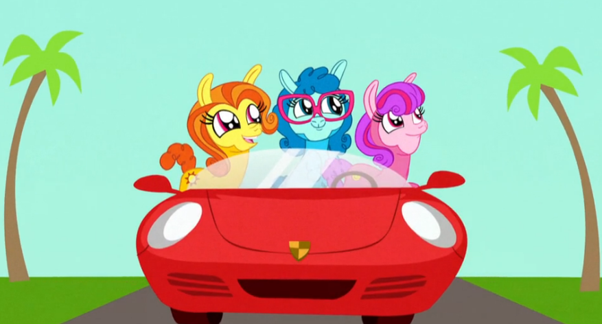 #747525 - safe, screencap, alpaca, barely pony related, car, parody ...