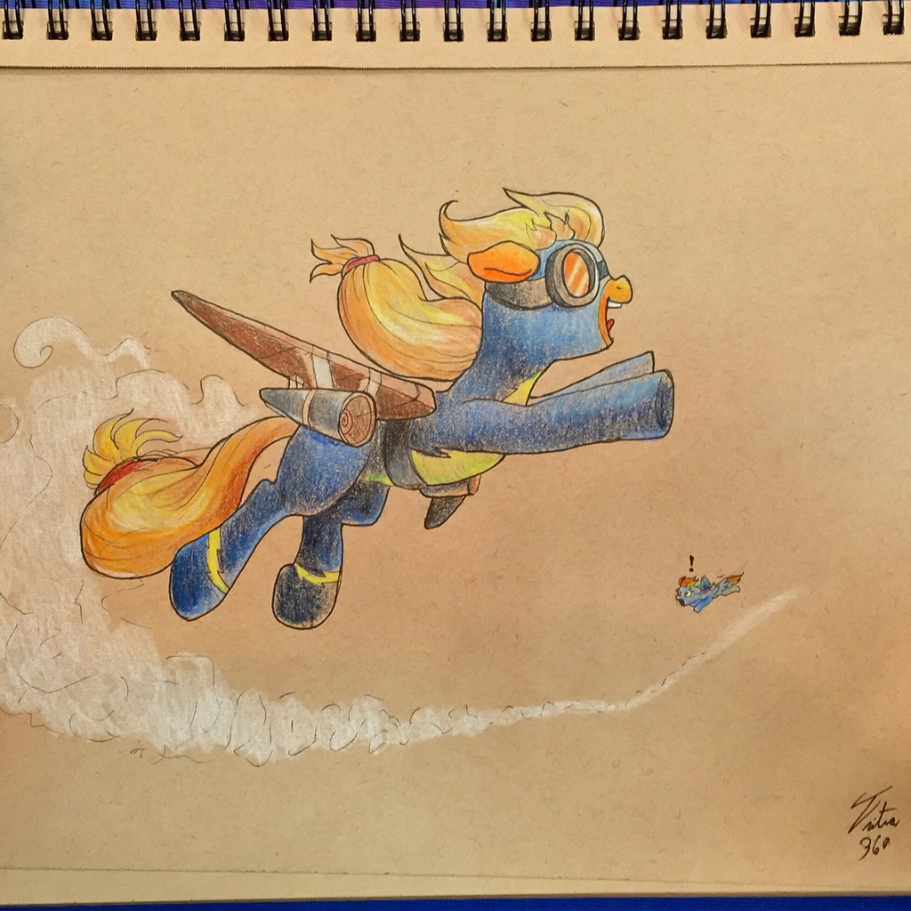 #749880 - safe, artist:tsitra360, applejack, rainbow dash, g4, flying ...