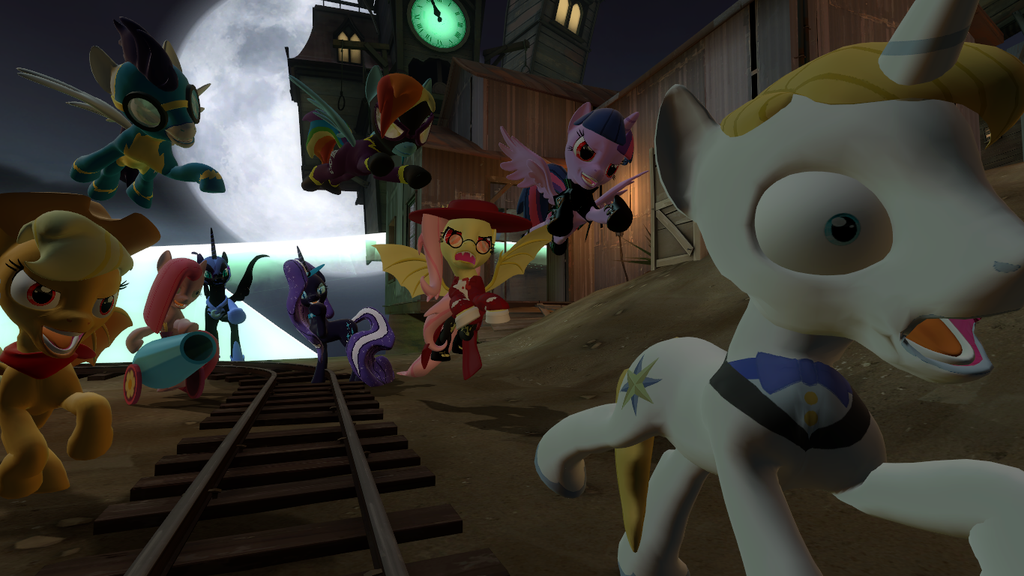 #751552 - safe, artist:juu50x, applejack, fluttershy, nightmare moon ...