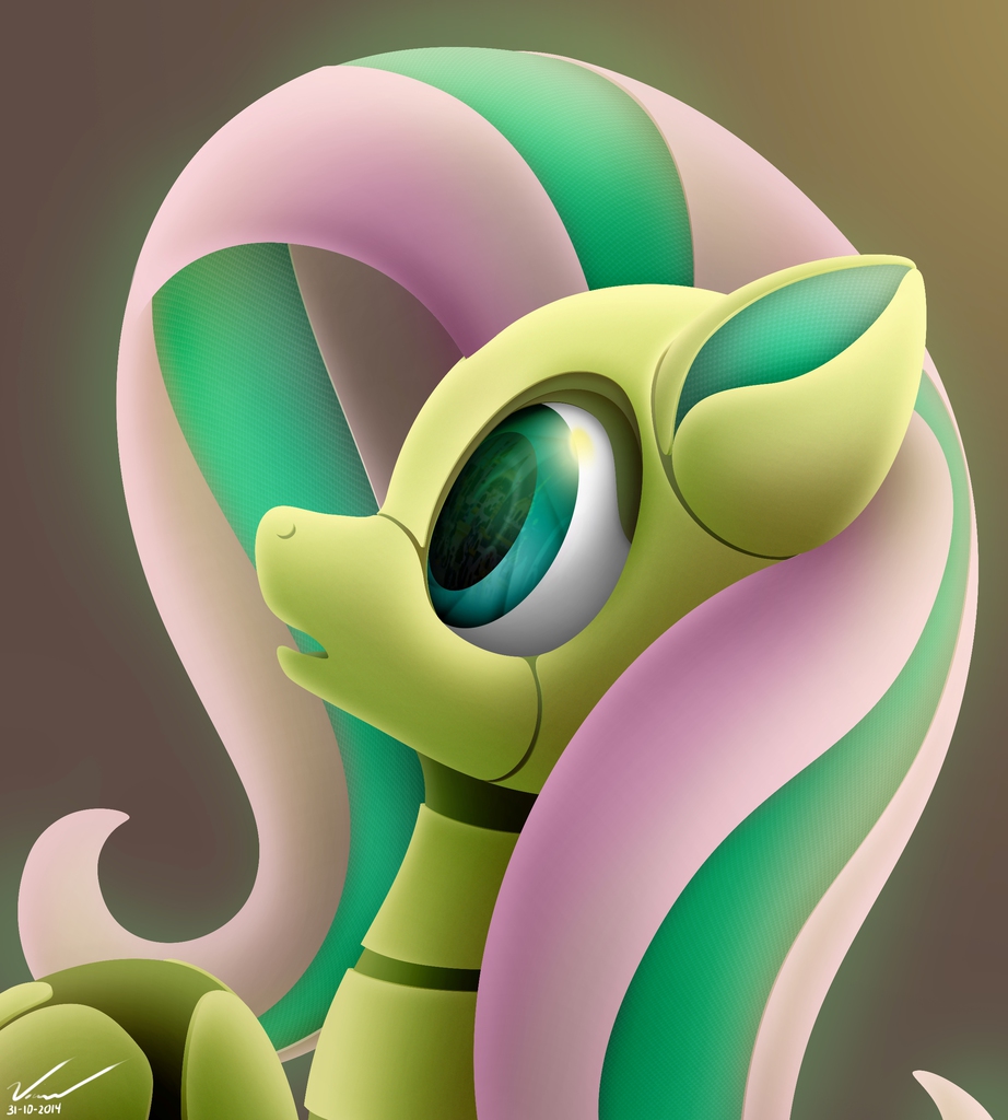 #754602 - safe, artist:symbianl, fluttershy, pony, robot, robot pony, female, flutterbot ...