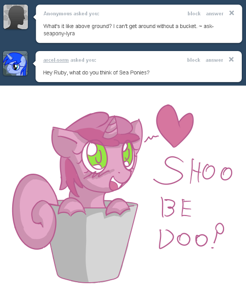 #737861 - safe, artist:haute-claire, ruby pinch, sea pony, ask ruby ...