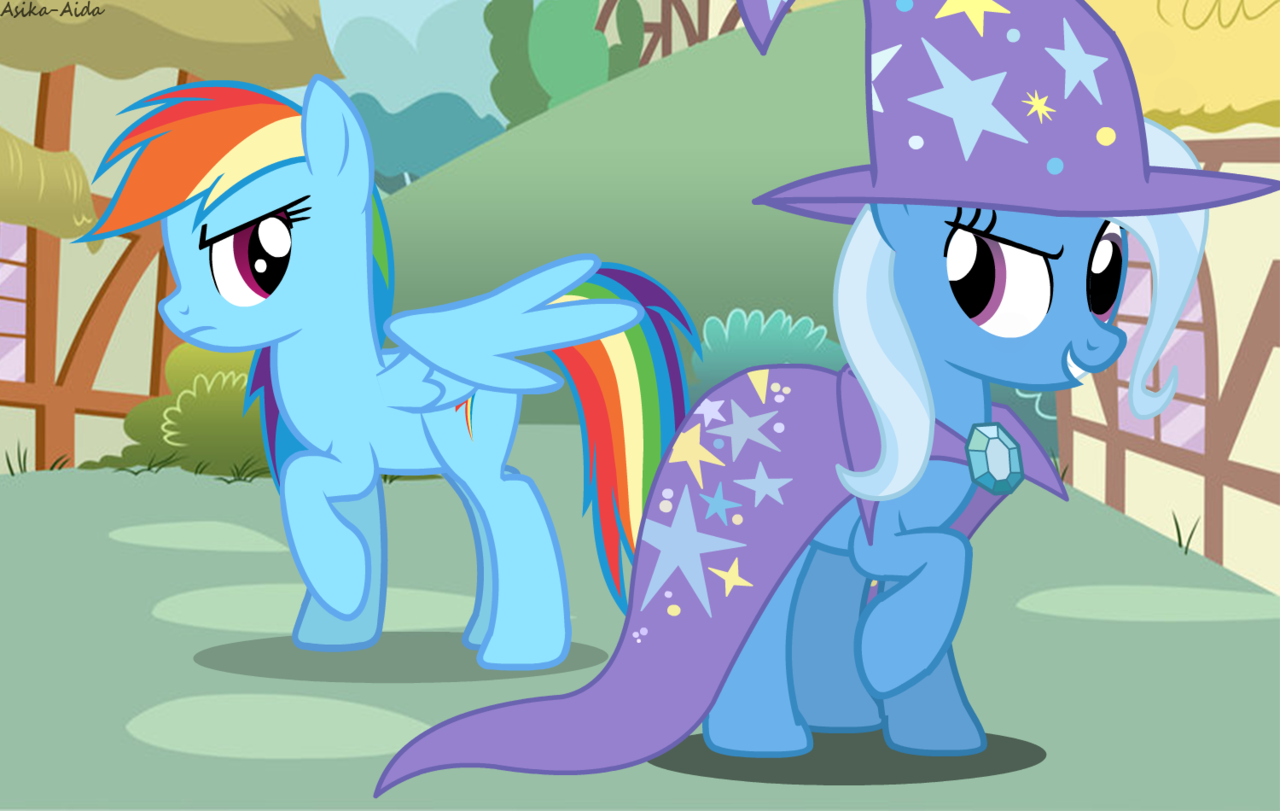 #761870 - safe, artist:asika-aida, rainbow dash, trixie, pony, unicorn ...