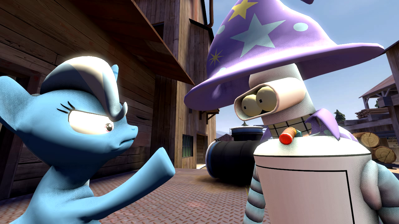 #762898 - safe, trixie, pony, unicorn, g4, 3d, angry, bender bending rodríguez, female, futurama ...